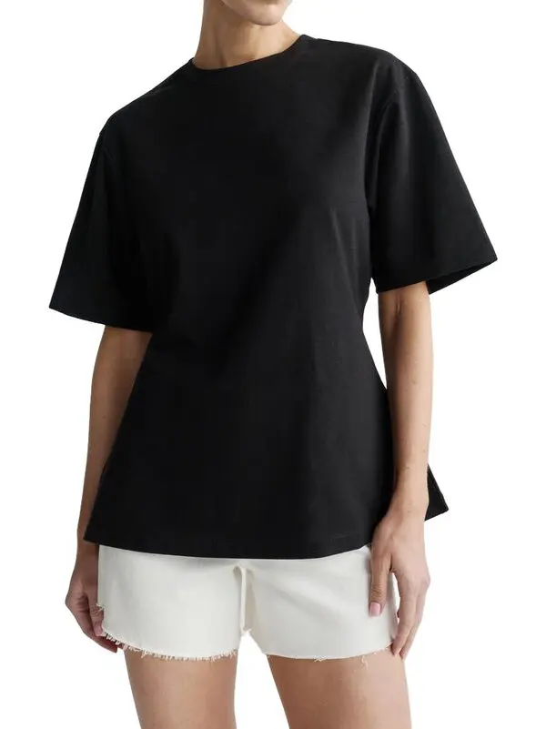 DL1961 Cotton Jersey Peplum T-shirt - Black
