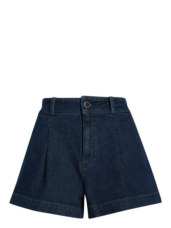Paige Camille Pleated Denim Shorts - Ballast