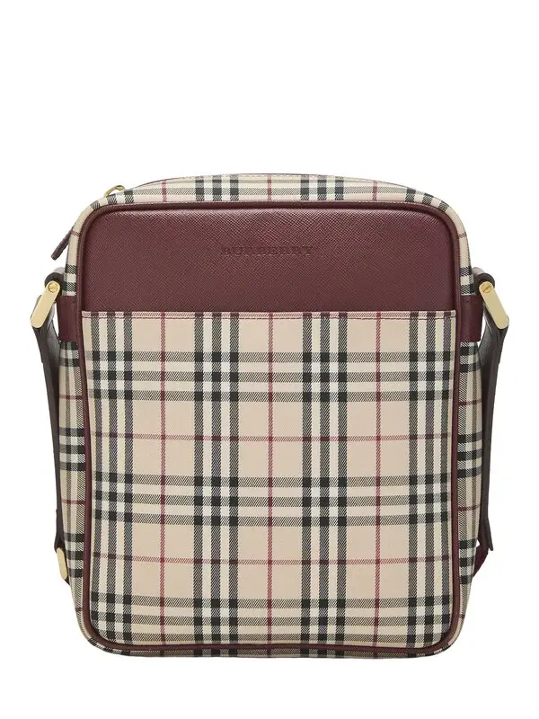 Burberry House Check Jacquard Crossbody - Burgundy