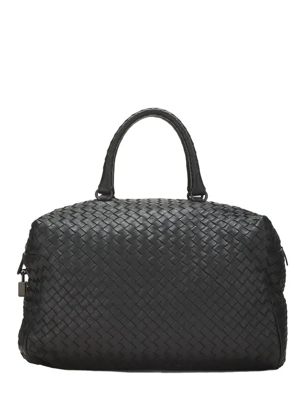 Bottega Veneta Intrecciato Leather Boston - Black