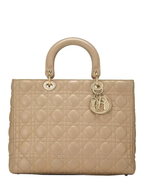 Dior Cannage Quilted Lambskin Lady - Beige