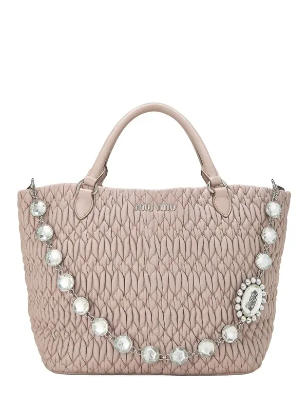 Miu Miu Nappa Crystal Convertible Tote - Pink