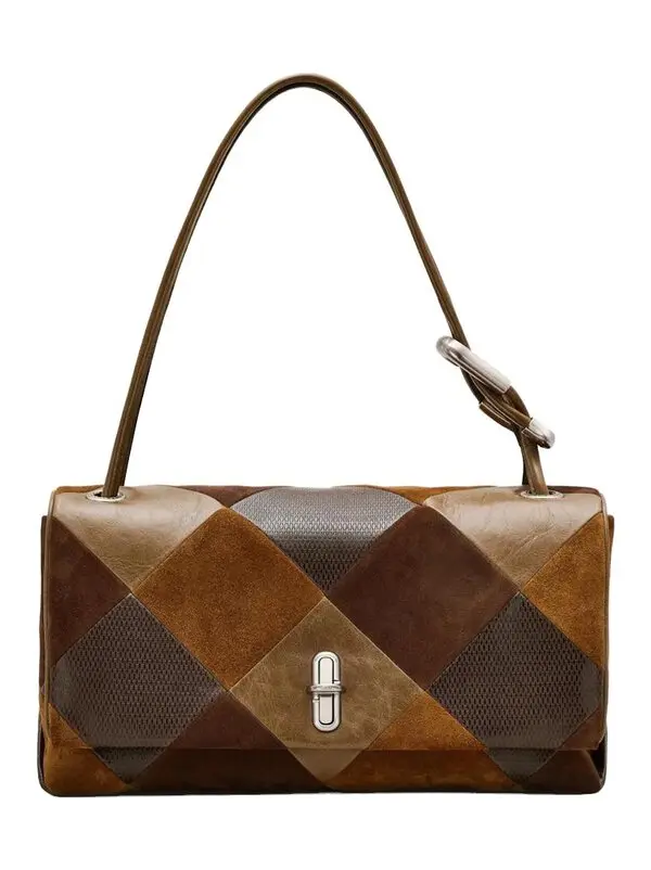 Marc Jacobs Large Suede Patchwork Dual Shoulder Bag - Brown