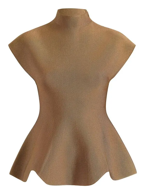 Khaite Knit Peplum Top - Carob