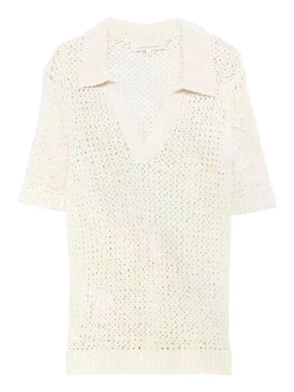 LIBEROWE Knitted V-neck Top - Neutrals