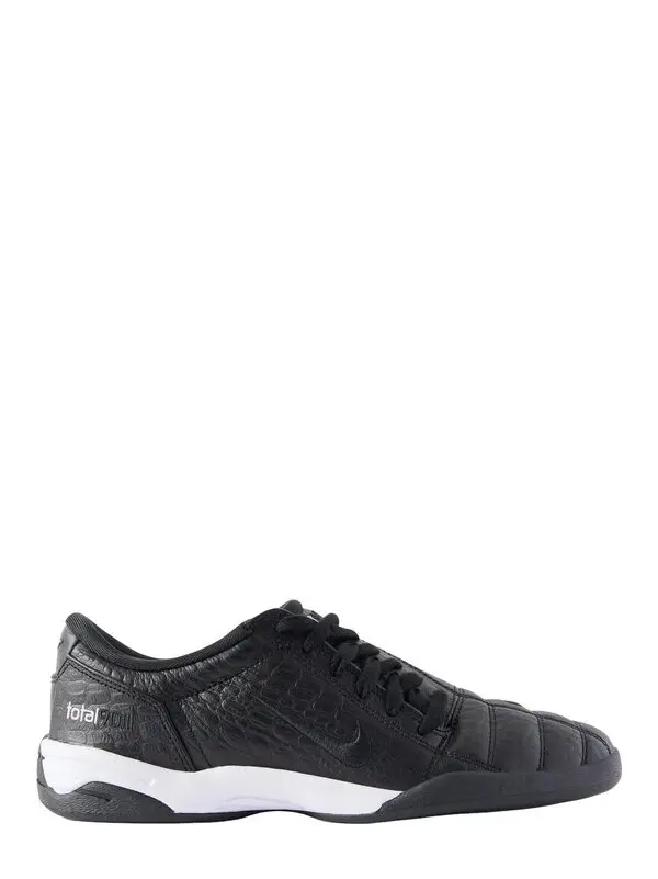 Nike T90 Embroidered Croc-effect Leather Sneakers - Black