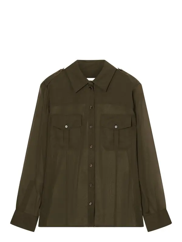 Veronica De Piante Daphne Silk-georgette Shirt - Green