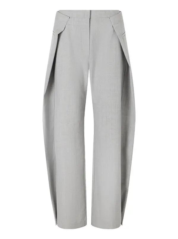 ST. AGNI Pleated Recycled Woven Wide-leg Pants - Gray