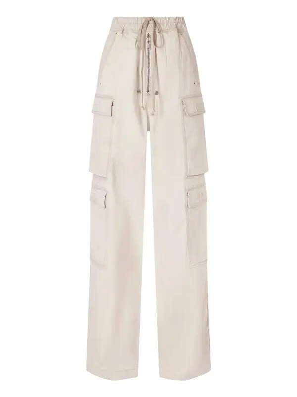 Rick Owens Jumbo Belas Cotton-blend Wide-leg Cargo Pants - Neutrals