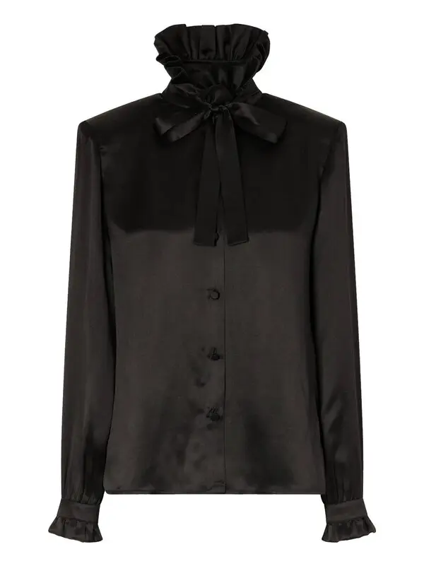 Gucci Pussy-bow Ruffled Silk-satin Blouse - Black