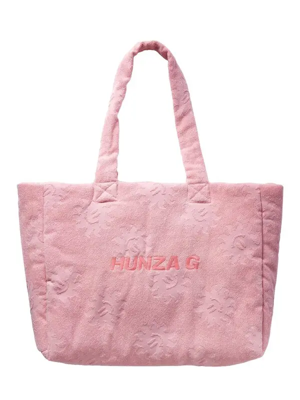 Hunza G Sunny Embroidered Cotton-terry Jacquard Tote - Pink