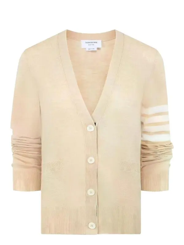 Thom Browne 4-bar Wool Cardigan - Neutrals