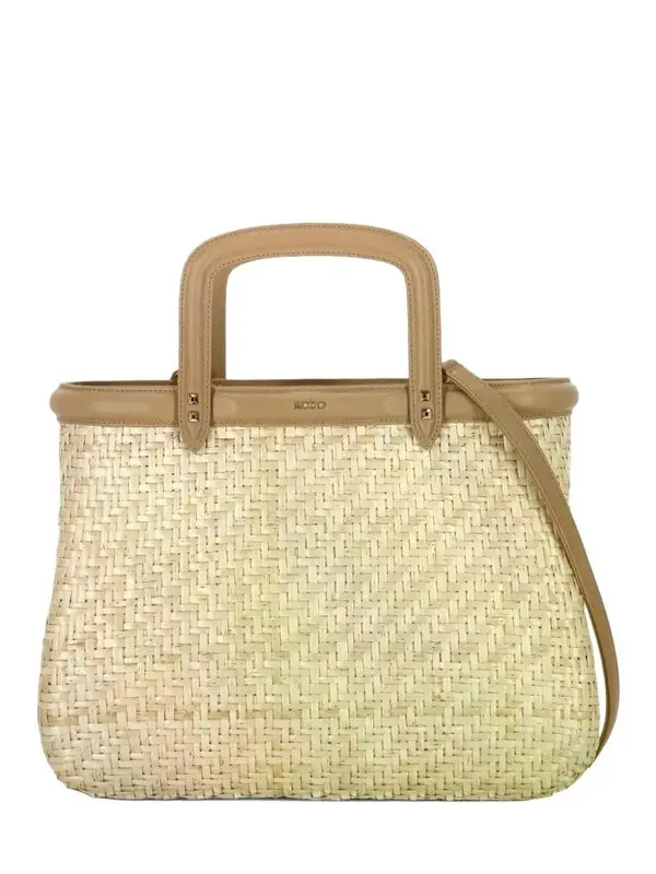 Rodo Wicker Tote Bag With Top Handle And Shoulder Strap - Neutrals