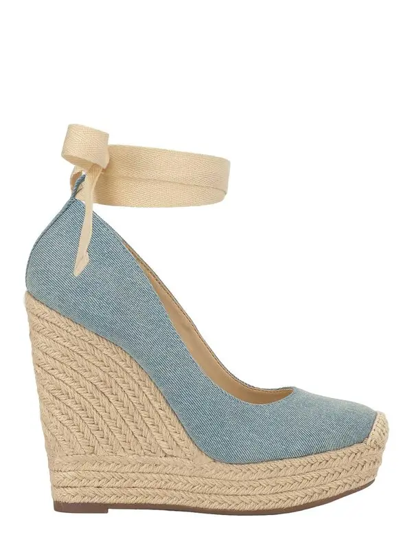Vince Camuto Zexie Platform Wedge With Ankle Tie - Denim