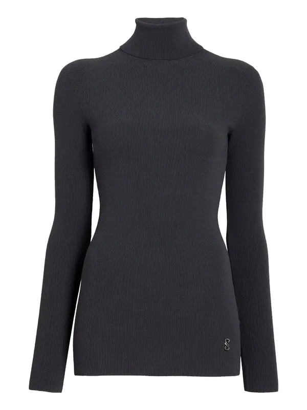 Proenza Schouler Ribbed Mock Neck Top - Dark Grey