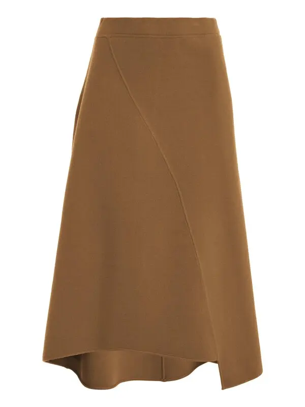 ASHLYN Felix Merino Wool Midi Skirt - Brown