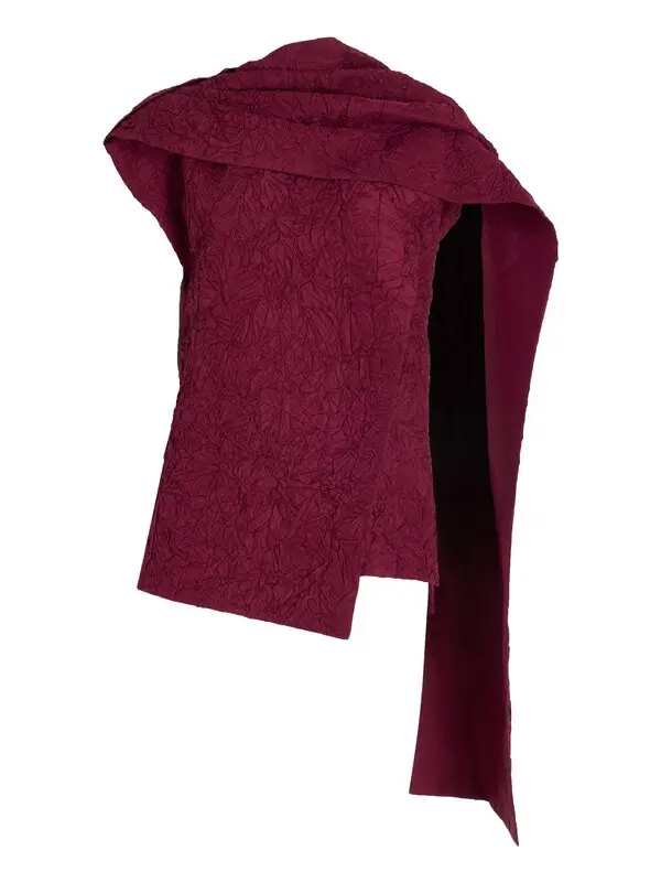 Proenza Schouler Lina Asymmetrical Silk Wrap Top - Red