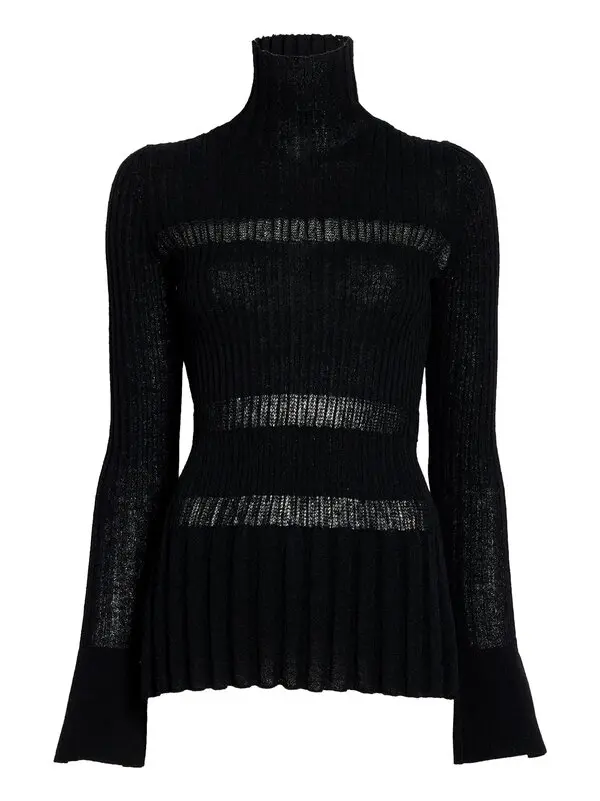 Proenza Schouler Rosario Merino-wool Mock Neck Top - Black