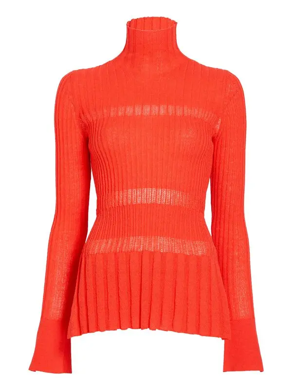 Proenza Schouler Rosario Merino-wool Mock Neck Top - Orange