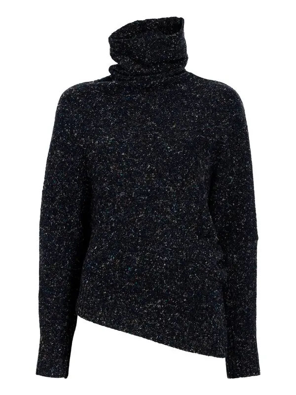 Proenza Schouler Abie Asymmetrical Donegal Wool Sweater - Black