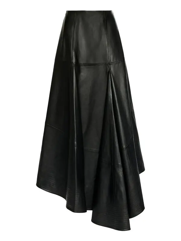Altuzarra Calloway Leather Midi Skirt - Black