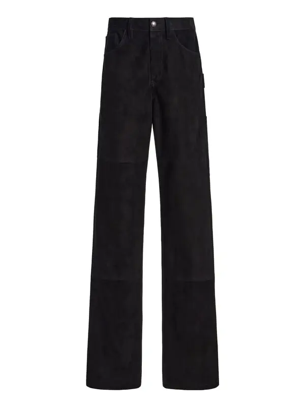 Altuzarra Mills Suede Straight-leg Pants - Black