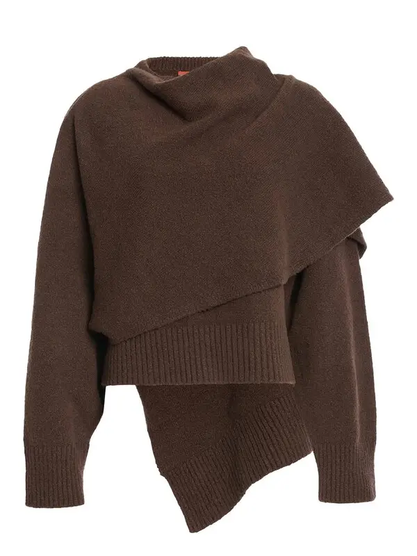 Altuzarra Palmer High Neck Draped Sweater - Brown