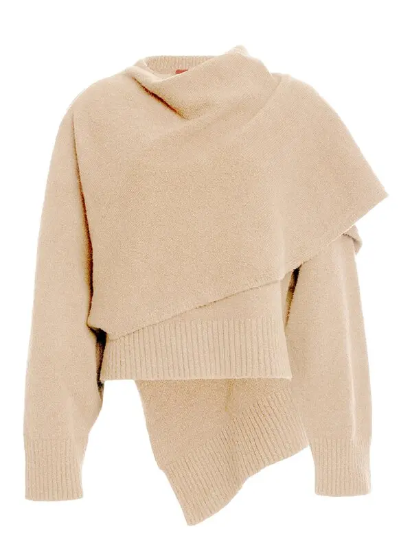 Altuzarra Palmer High Neck Draped Sweater - Neutral