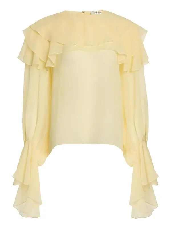 Altuzarra Blackbird Ruffled Silk Top - Yellow