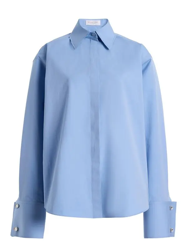 Michael Kors Frayed Cotton Button-down Shirt - Light Blue