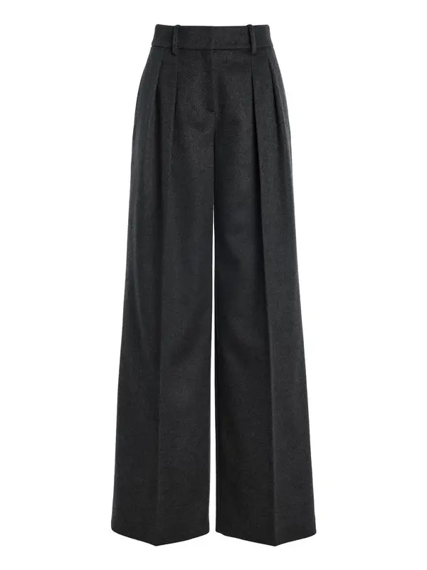 Michael Kors Pleated Wide-leg Cashmere Pants - Dark Grey