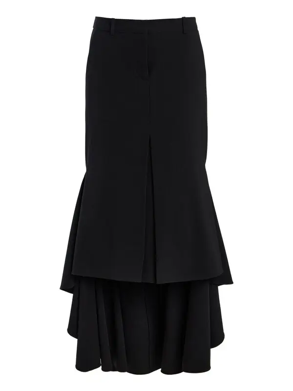 Michael Kors High-low Virgin Wool Maxi Skirt - Black
