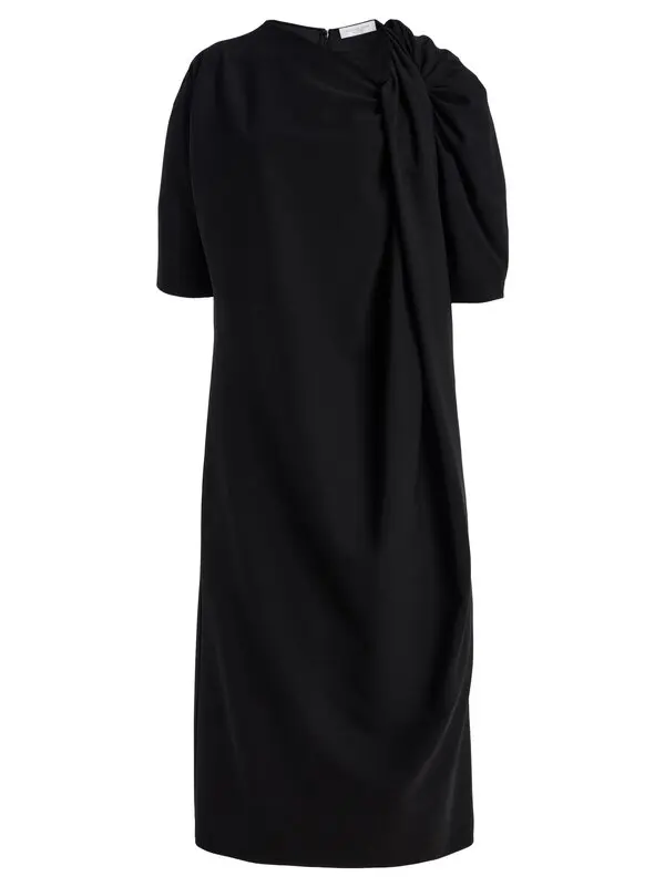 Michael Kors Draped Wool-blend Midi Dress - Black