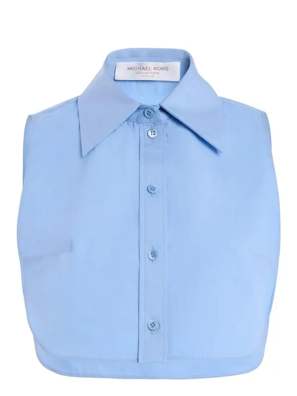 Michael Kors Collared Cotton Dickey Top - Light Blue