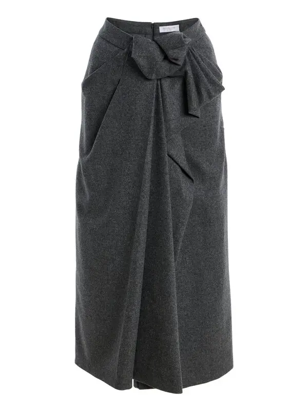 Michael Kors Wrap-front Virgin Wool Midi Skirt - Dark Grey