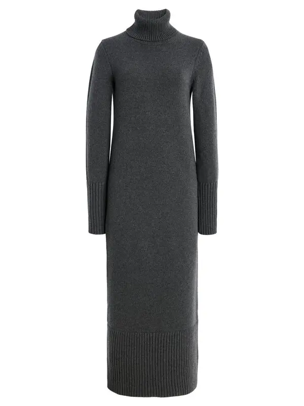 Michael Kors Turtleneck Merino-wool Midi Dress - Dark Grey