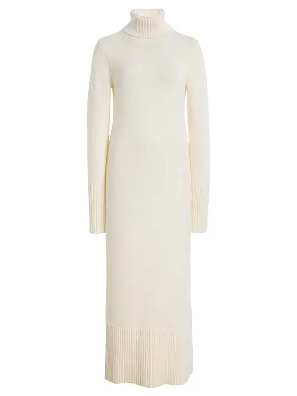 Michael Kors Turtleneck Merino-wool Midi Dress - Ivory