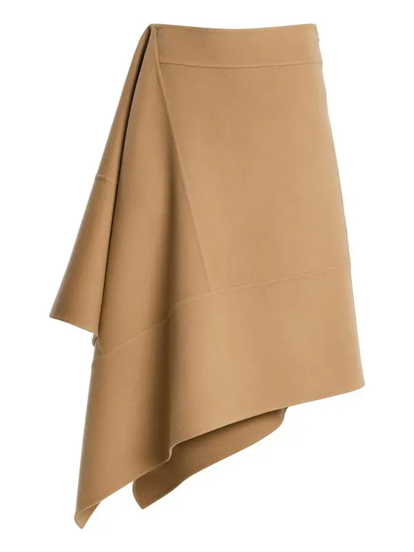 Michael Kors Asymmetric Virgin-wool Midi Skirt - Neutral
