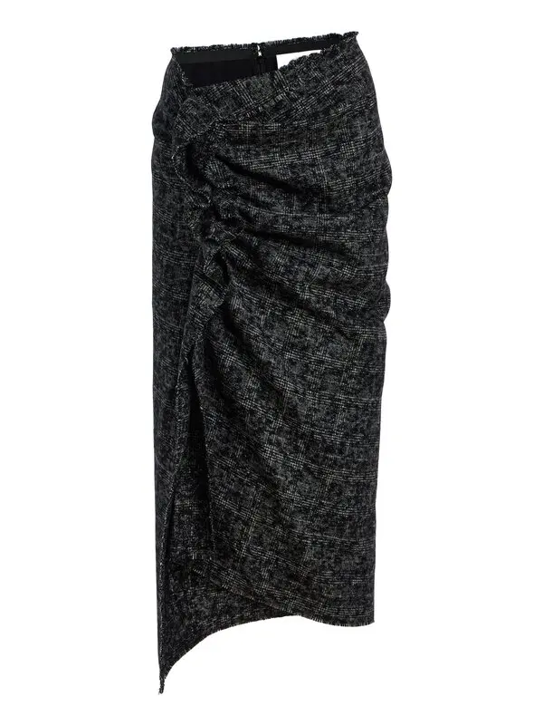 Michael Kors Frayed Virgin-wool Midi Skirt - Black