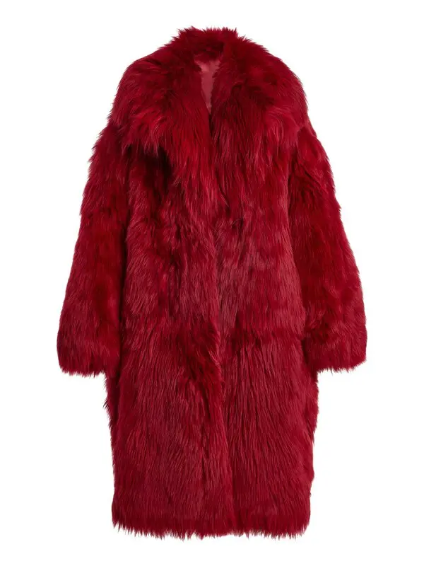 Michael Kors Belted Lamb Coat - Red