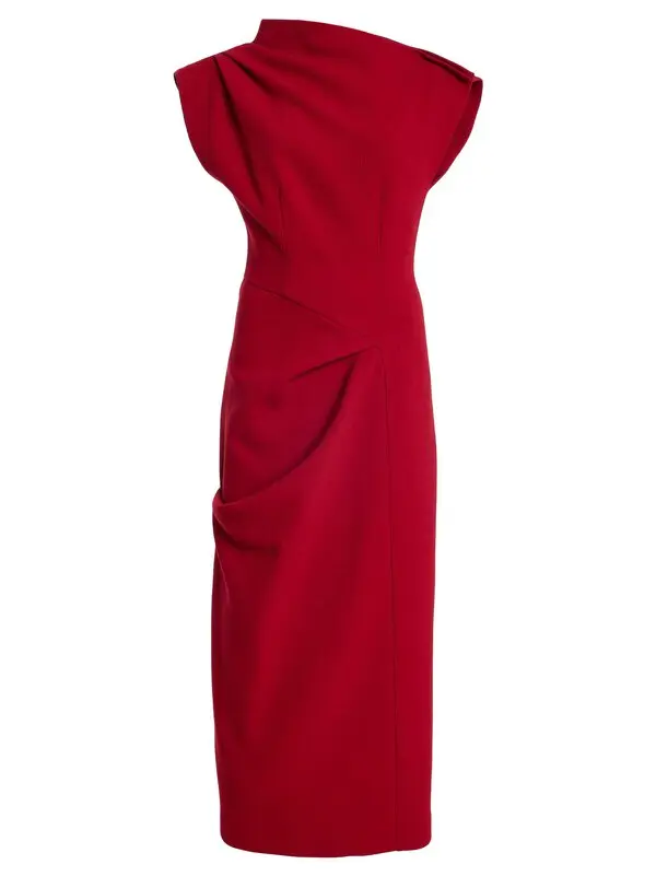 Michael Kors Asymmetric Wool-blend Midi Dress - Red