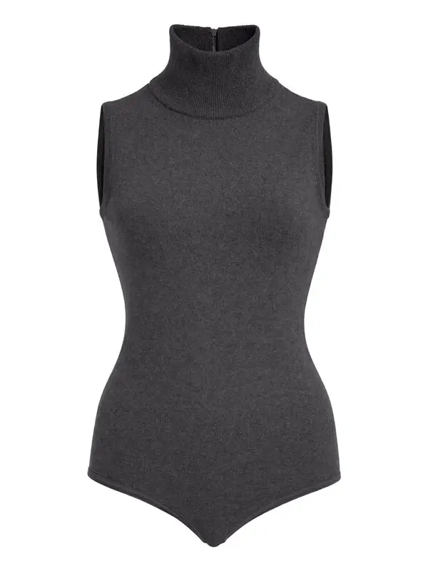 Michael Kors Turtleneck Cashmere-blend Bodysuit - Grey