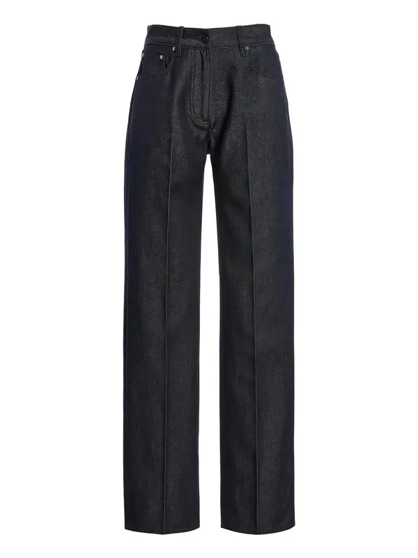 Michael Kors Straight-leg Wool-cotton Trousers - Navy