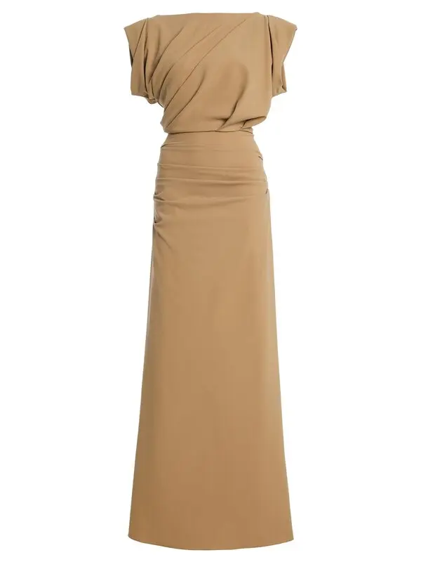 Michael Kors Draped Wool-blend Maxi Dress - Neutral