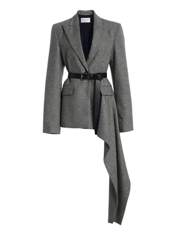 Michael Kors Belted Wool-blend Blazer - Black/white