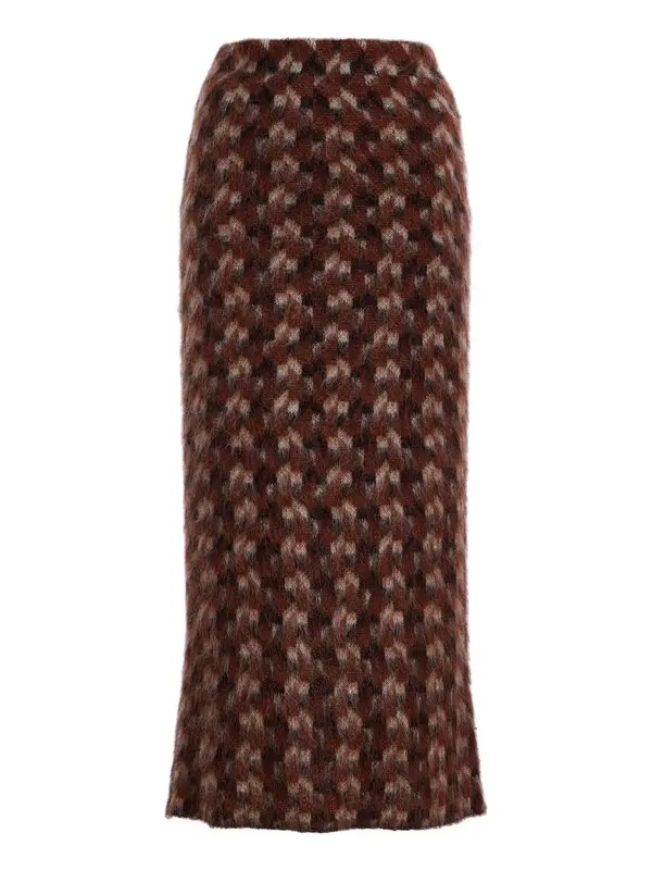 ZANKOV Delphine Mohair-alpaca Midi Skirt - Brown