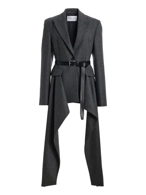 Michael Kors Belted Virgin-wool Blazer - Grey