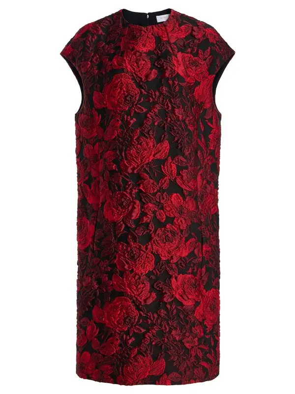 Michael Kors Floral Shift Midi Dress - Red