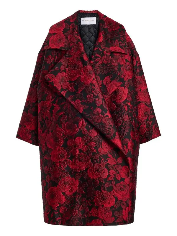 Michael Kors Floral Overcoat - Red