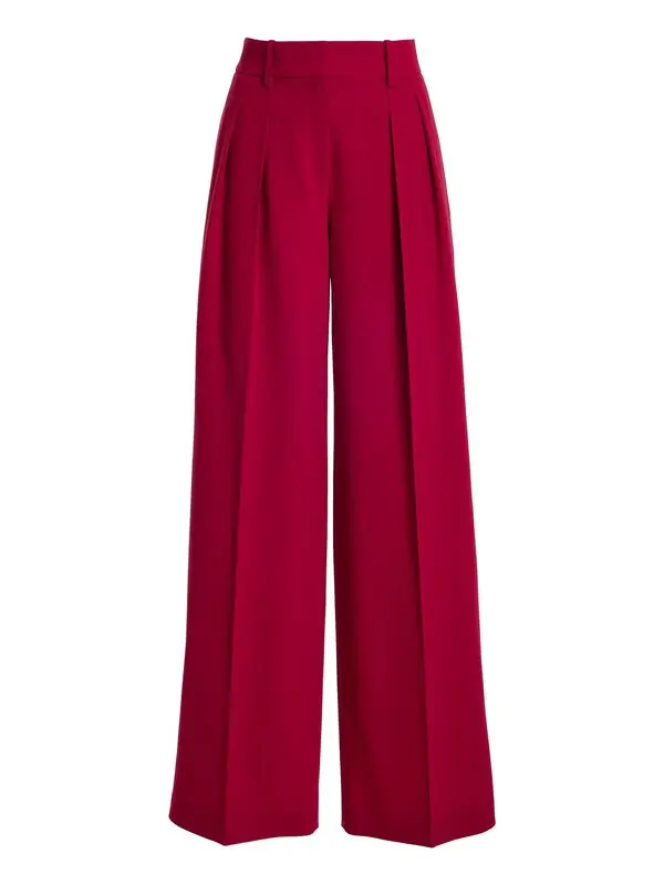 Michael Kors Pleated Wide-leg Pants - Berry